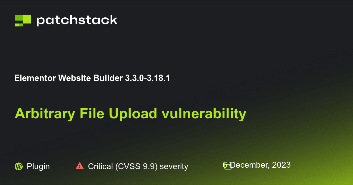 Wordpress Elementor Plugin 330 3181 Arbitrary File Upload Vulnerability Patchstack